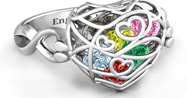 Encased In Love Caged Hearts Ring With Infinity Band Name My Jewellery